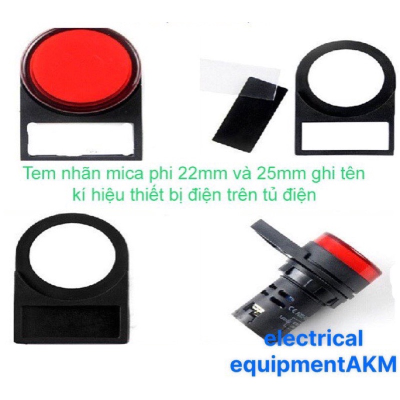 Push button labels and indicator lights for electrical cabinets 22, 25 ...