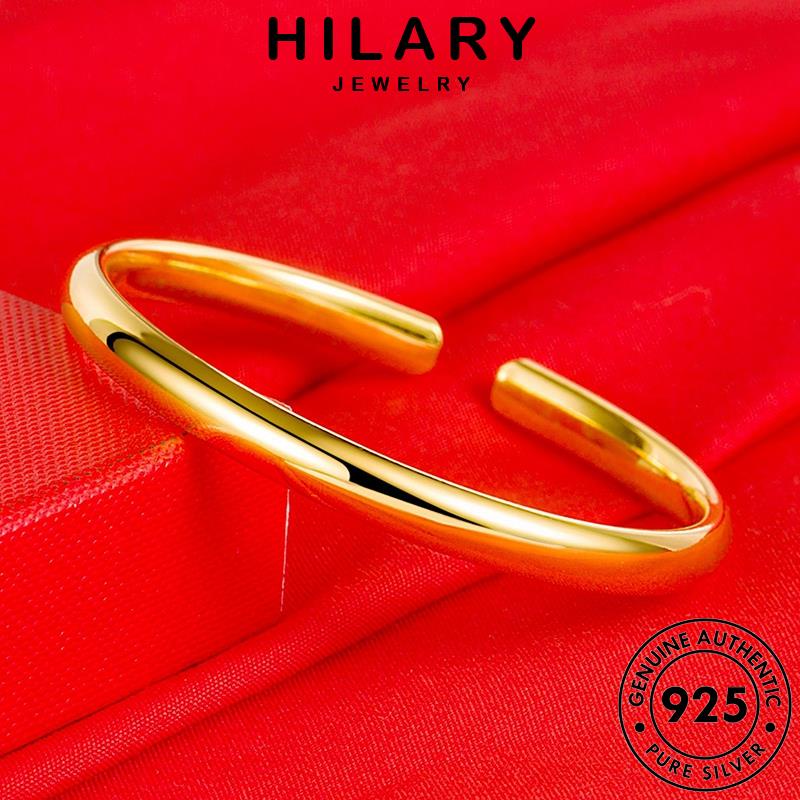 HILARY JEWELRY Original Sterling Tangan Gold 925 Korean Gelang Glossy ...