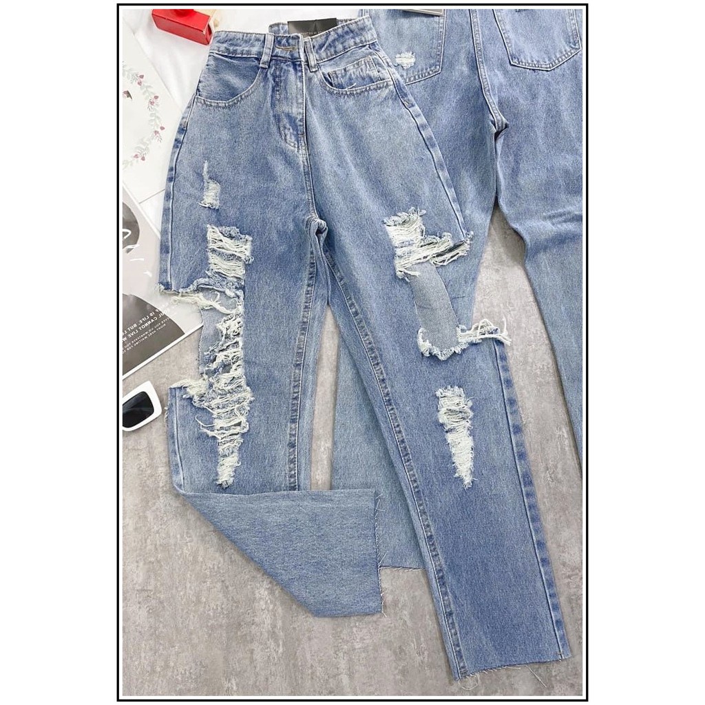 Women's ripped baggy jeans with open thighs, super dusty style etc2/10 ...