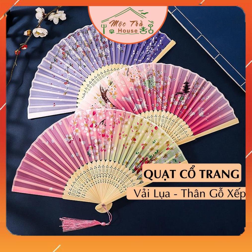 Beautiful Chinese Ancient Fan, Hand-Held Silk Fabric Fan Folding Wood ...