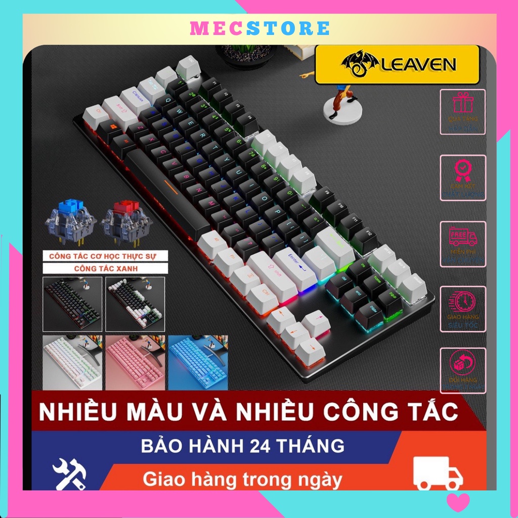 Leaven k550 PRO RGB LED mechanical computer keyboard 87 gaming keys ...