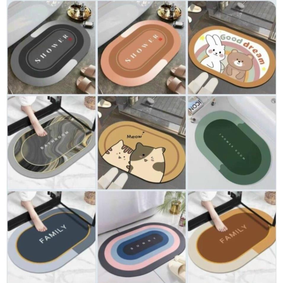 Tisa Foot Cleaning Mat Oval Kitchen Carpet With Many Fabric Borders ...