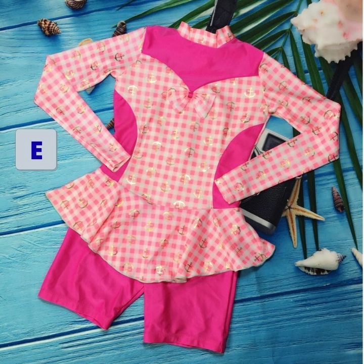 Girls' swimsuits with long sleeves from 17-30kg, long sleeves keep skin ...