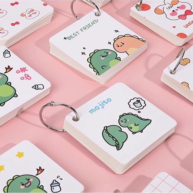 Flashcard 80 sheets of cute vocabulary learning cards, foreign language ...