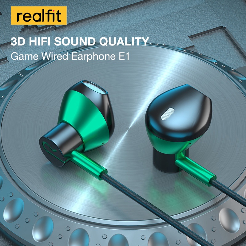 Realfit E1 Wired Earphone Gaming Earbuds 3D Superd Bass HiFi Stereo ...