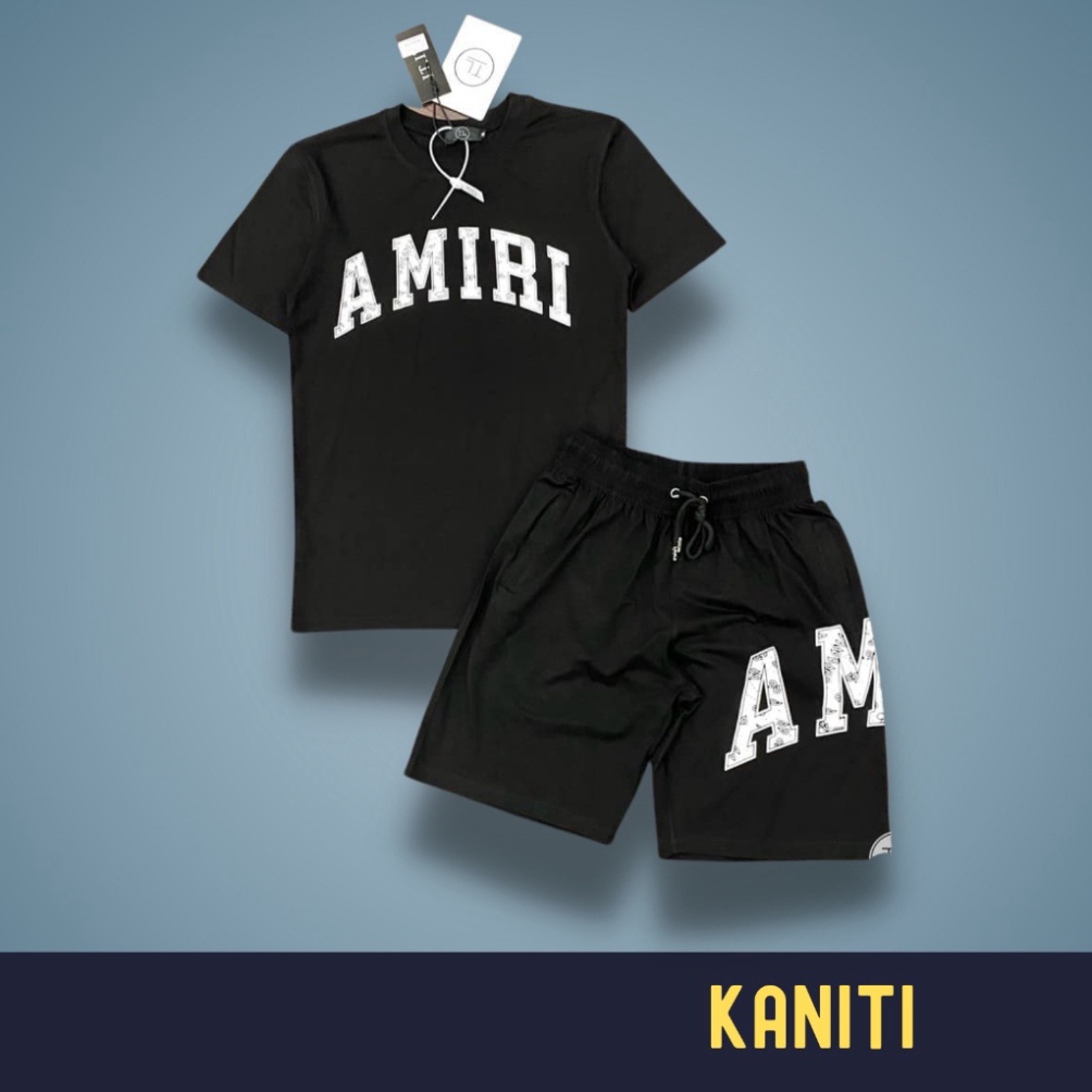 'AMIRI Sports T-shirt Set, Black Short Sleeve Summer Clothing Set ...