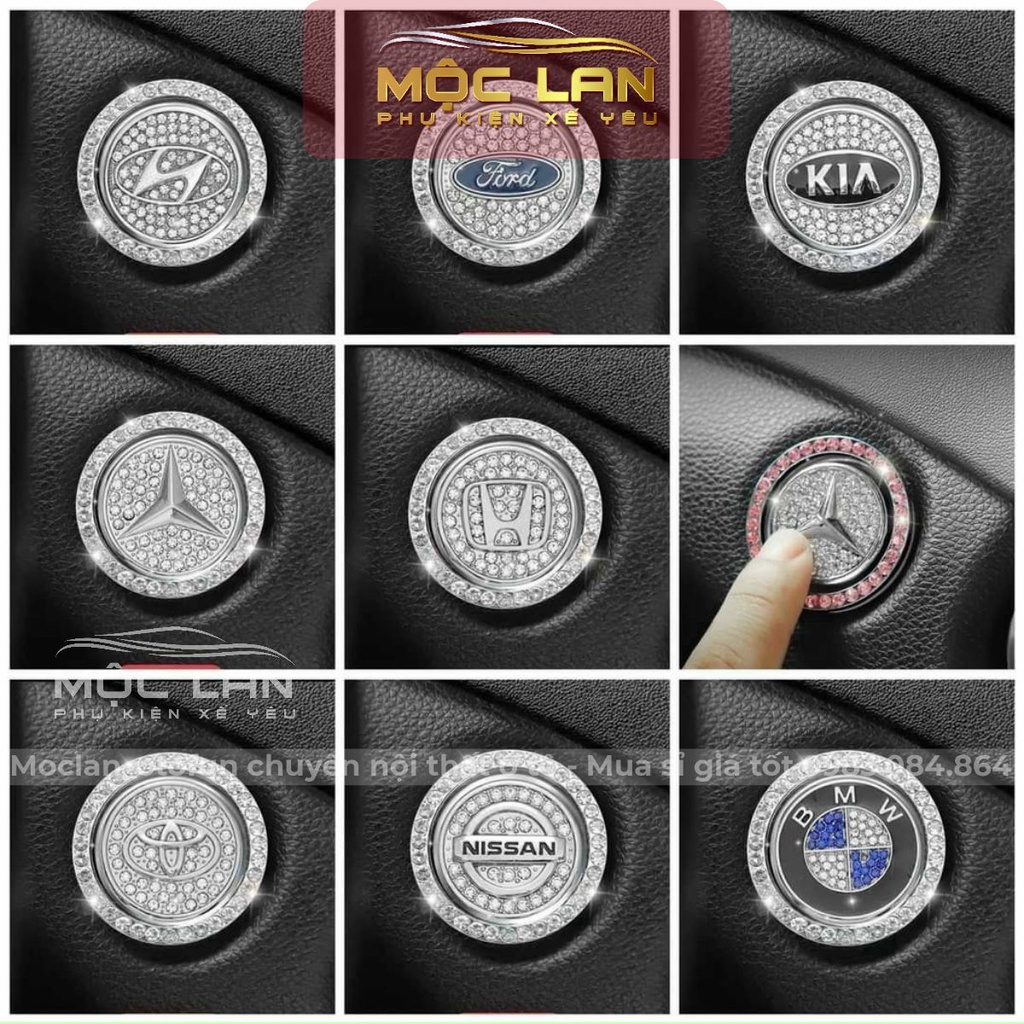 Buy 1 Free Luxury Start Stop Car Button Decoration Stone Rings Magnolia ...