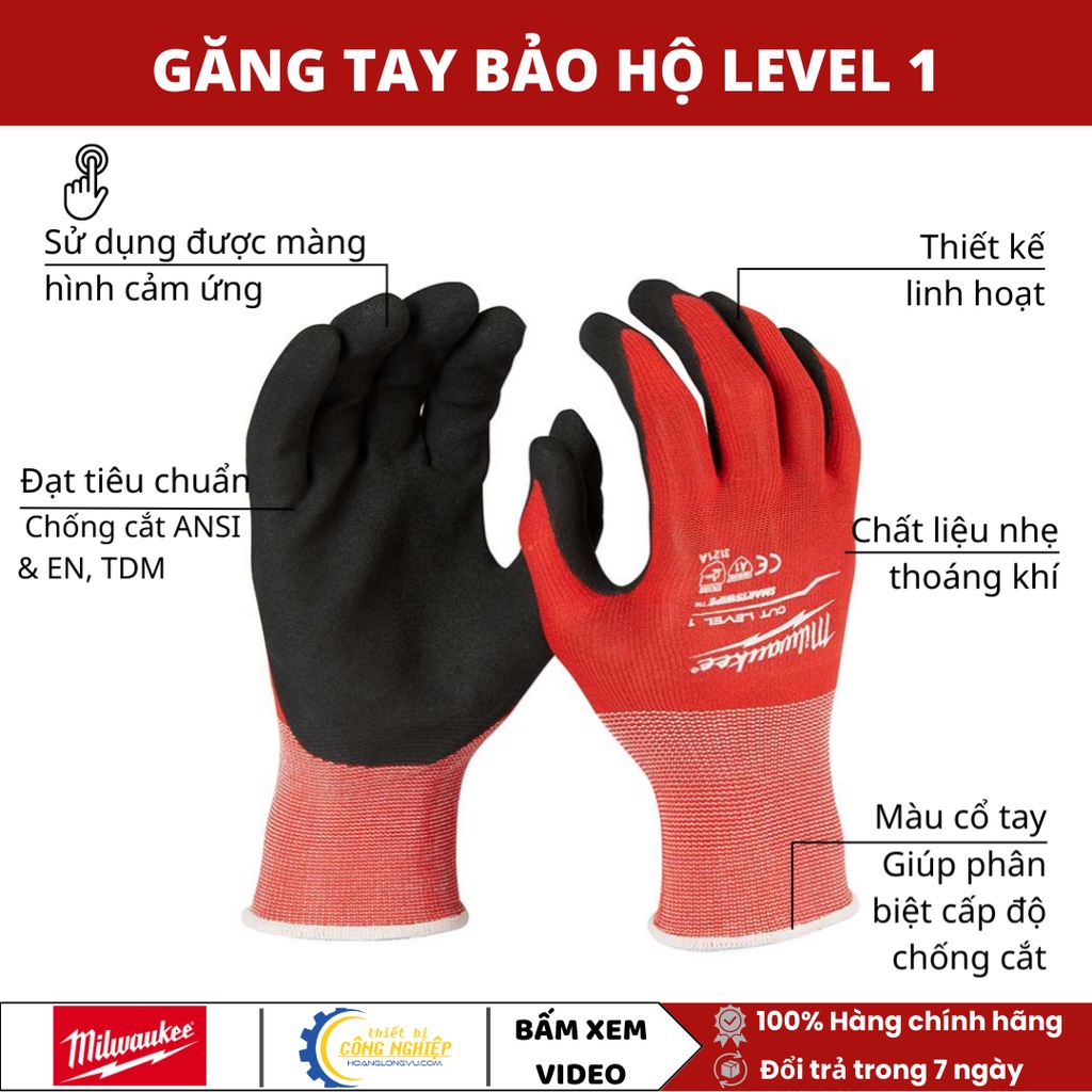 Milwaukee level 1 cut-resistant protective gloves 48-22-8902 size L ...