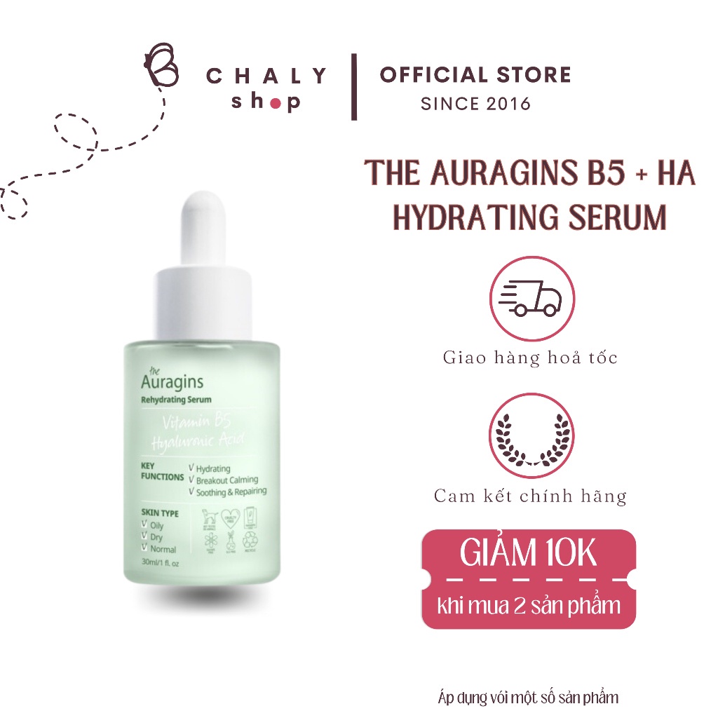 The Auragins Vitamin B5 + Hyaluronic Acid Rehydrating Serum 30ml ...