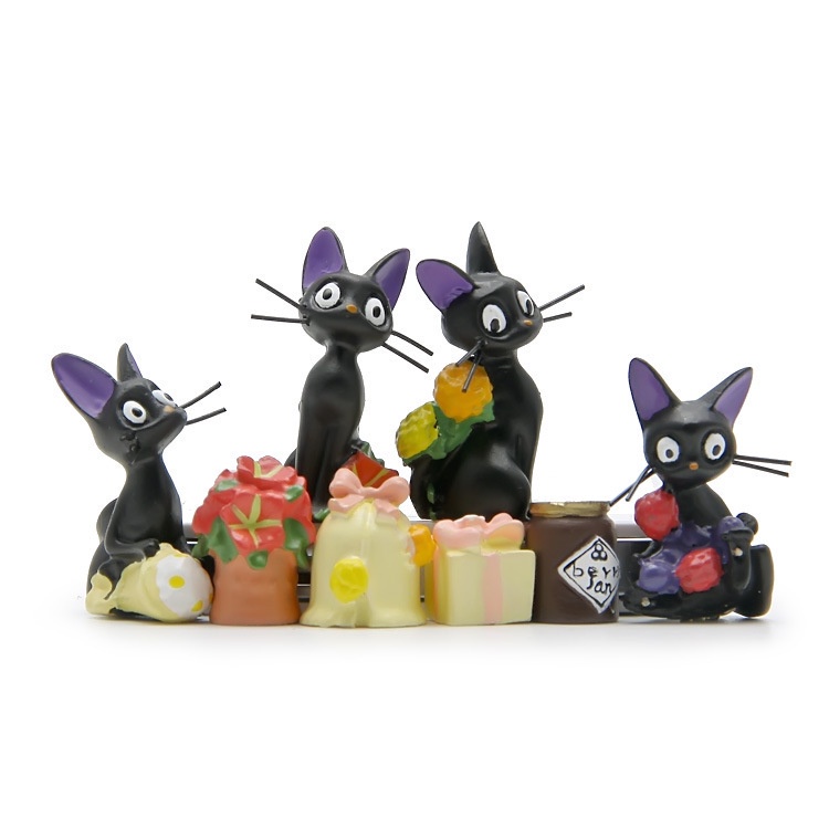 Black Cat Gift Box Hayao Miyazaki Anime Resin Ornaments Micro Landscape ...