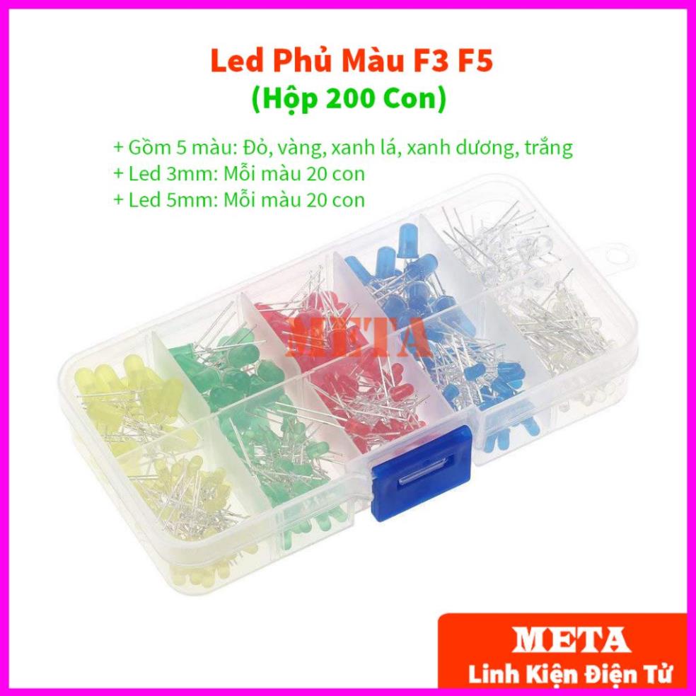 [Box Of 200] 3mm and 5mm Color Coated LEDs including 5 colors Red, Yellow, Green, Blue, White ...