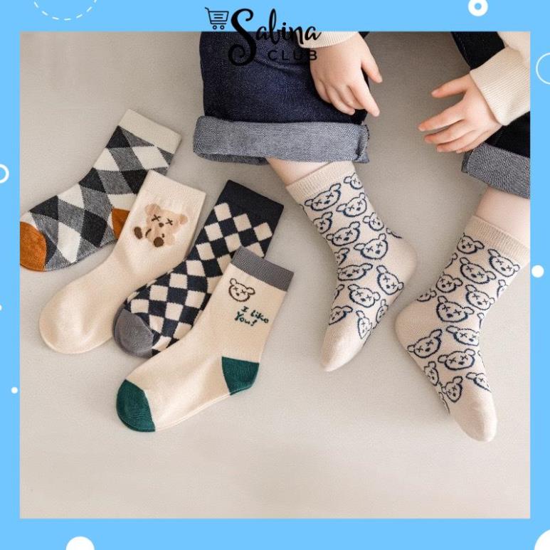 Set of 5 Pairs of Children's High Collar Socks Cotton Bear Baby Socks ...