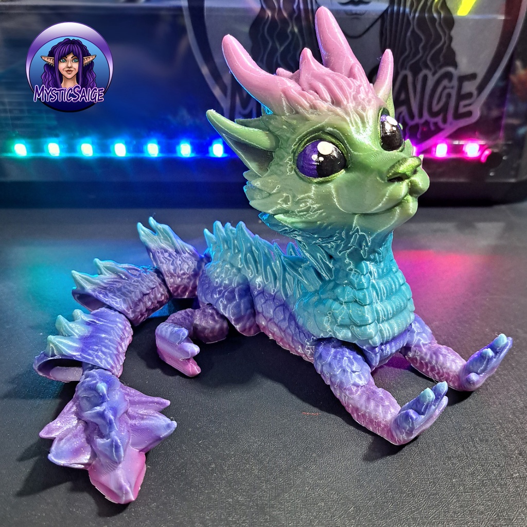[Uncolored] 3d printed Furry Dragon Baby with moving joints and ...