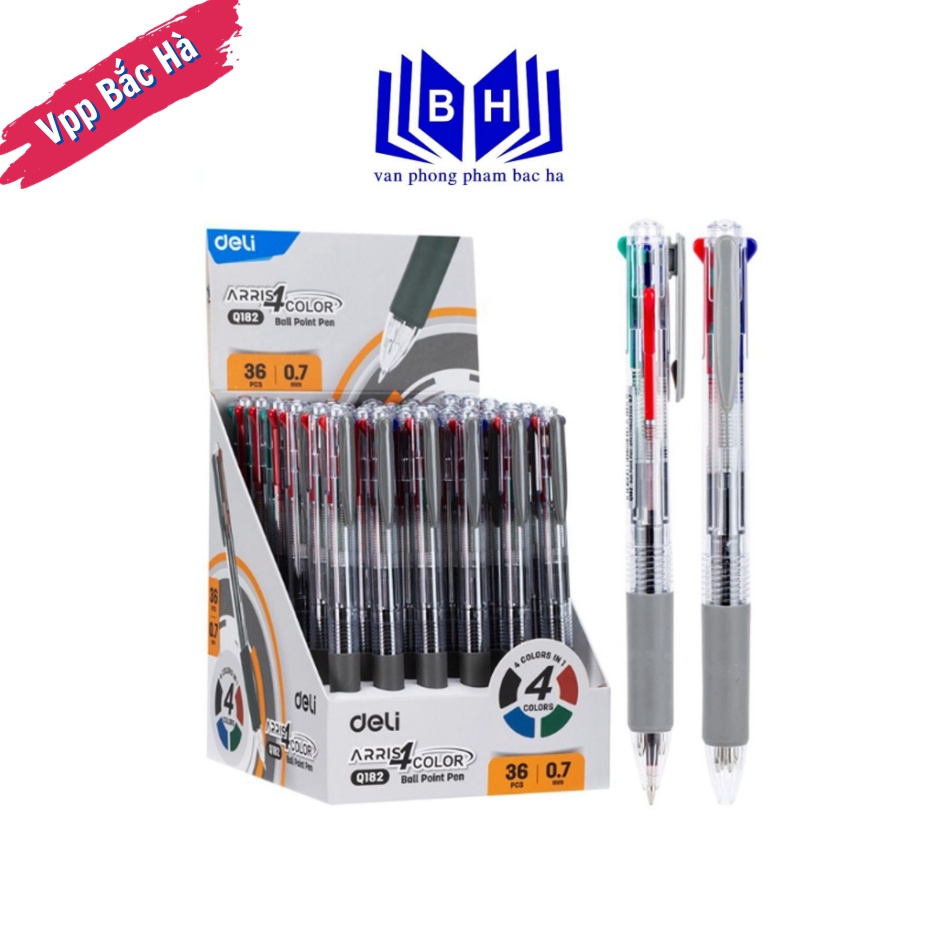 Ballpoint Pen 4 Nibs 4 Colors 0.7 mm - Deli Q182 | Shopee Malaysia