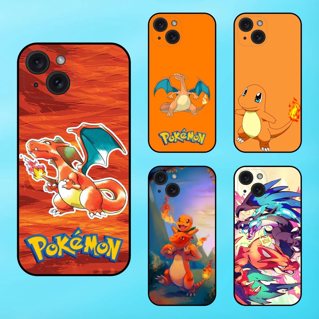 Lizardon Charizard Charmander Pokemon Black Border iPhone 15 Phone Case ...