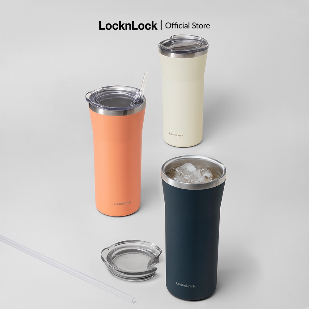 Lock&Lock Daily Essential tumbler 870ml stainless steel with straw and ...