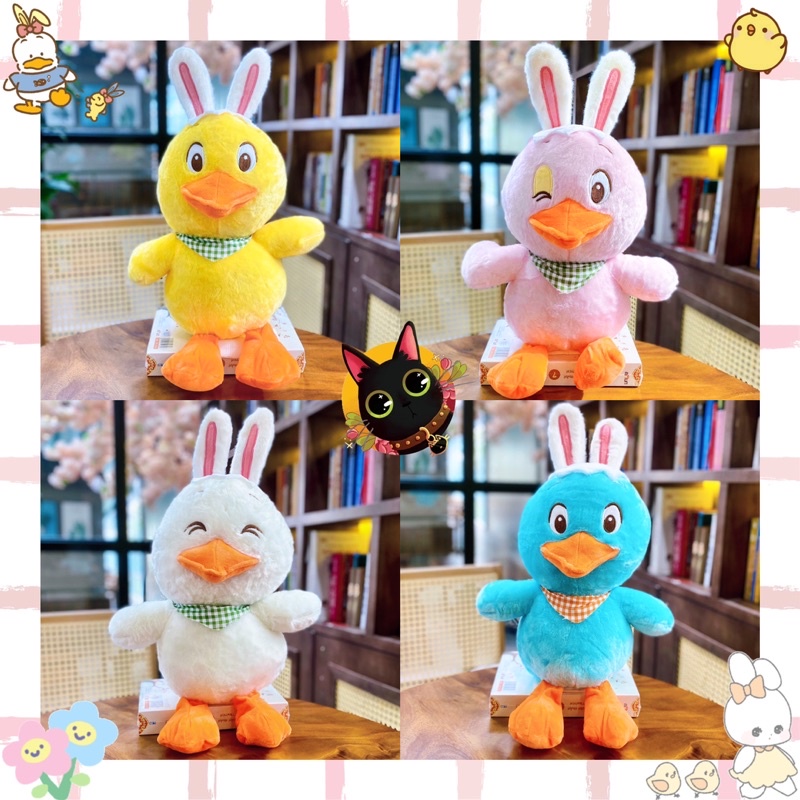 Cute 4-color rabbit ear duck _ Duck-shaped stuffed animal wearing a ...