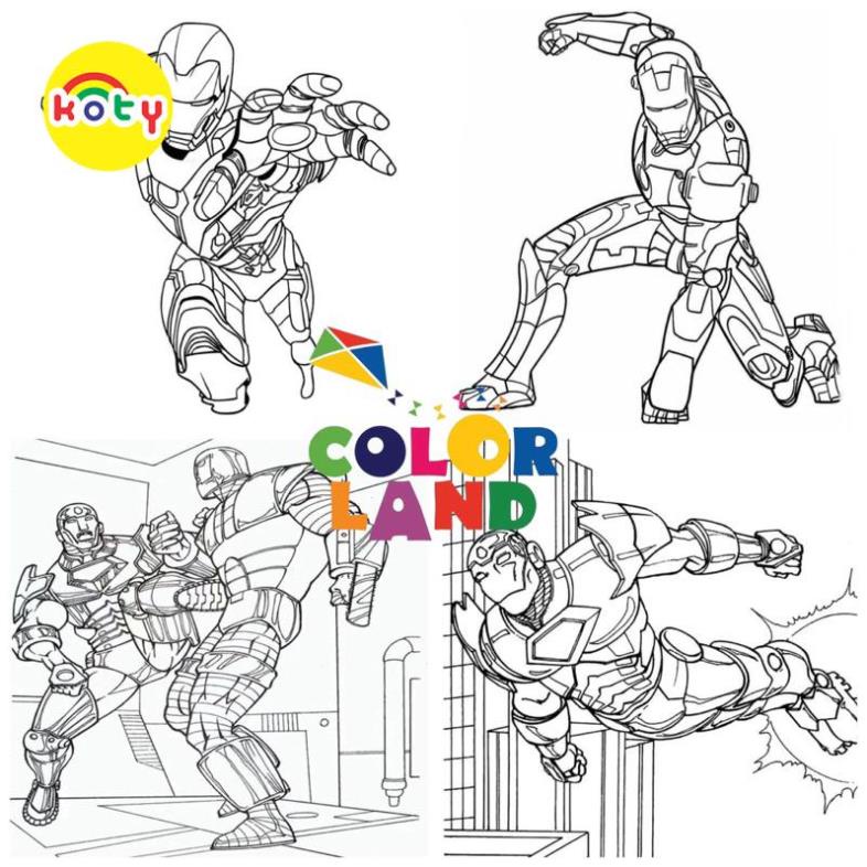 Iron Man Superhero Coloring Painting - Set Of 20 A4 A5 Coloring ...