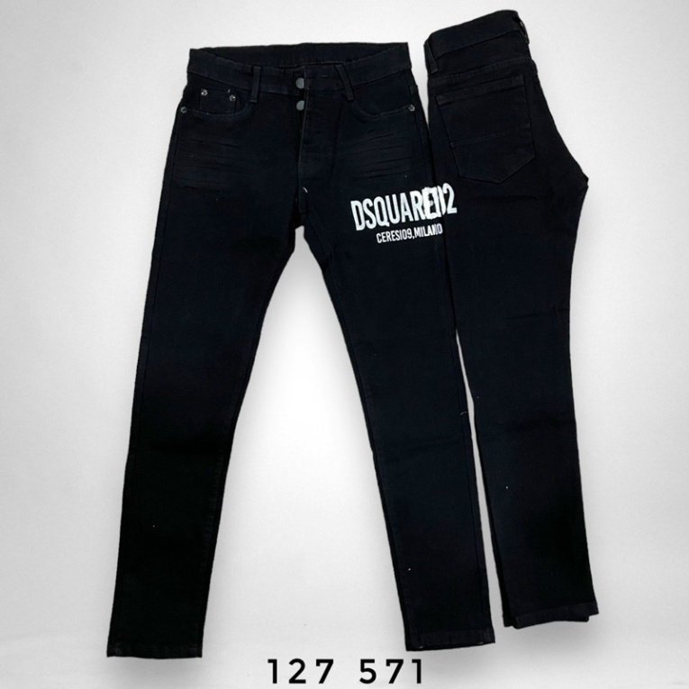 Dsq2 slimfit men's jeans, plain black, painted with the word Dsquared2 ...