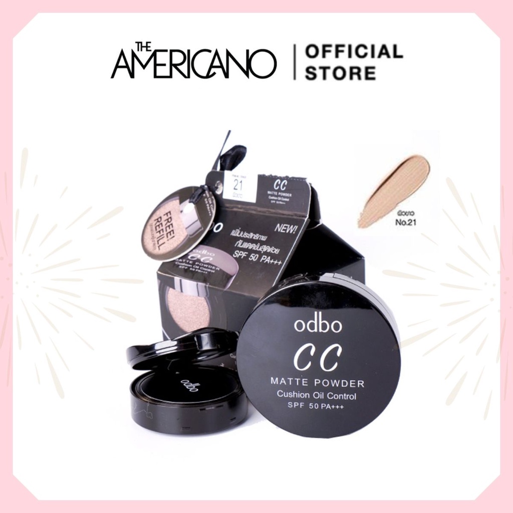 CC Odbo Cushion Matte Powder Oil Control Thailand 14g - Core 21 included.Bright white Tone ...