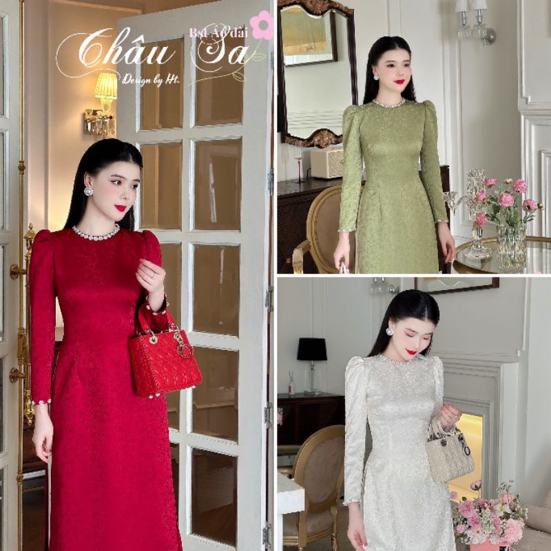 (Real Photo Taken By Yourself) Chau Sa Innovative Ao Dai 3 In Red, Blue ...