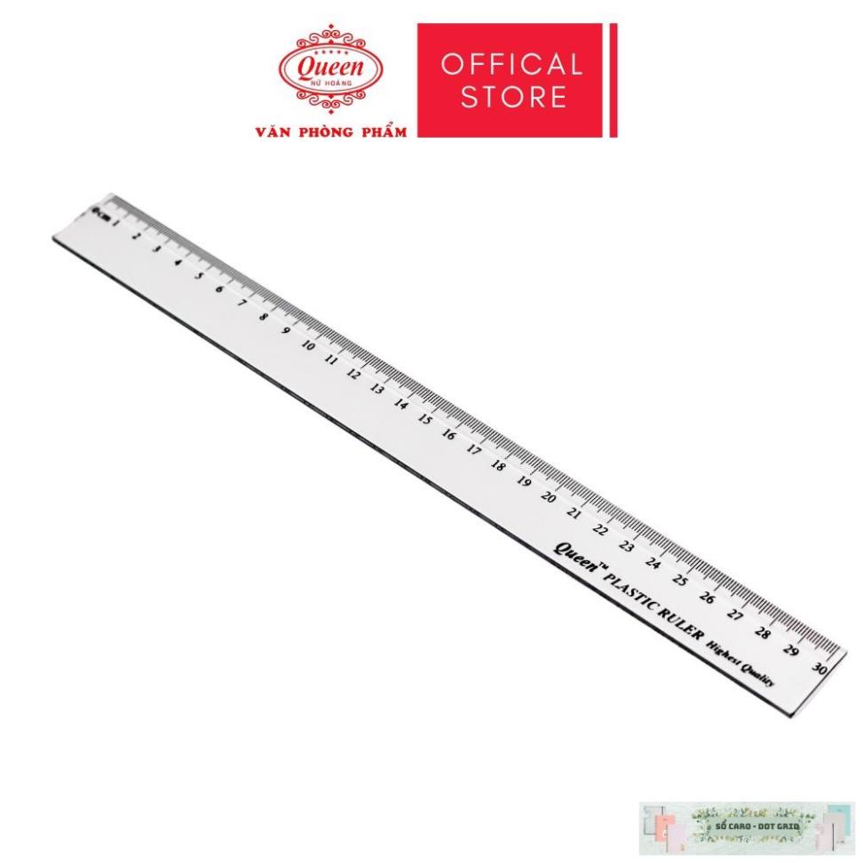 Plastic Ruler 30cm - Clear White / Blue / Green / Pink - Queen (Queen ...