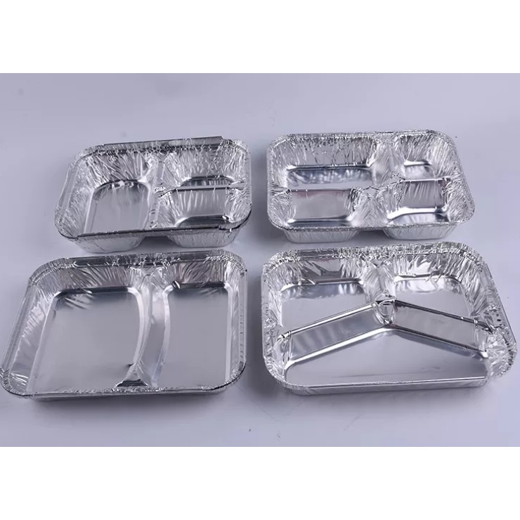 Set of 125 divided rice trays with 2, 3, 4 compartment aluminum lids ...