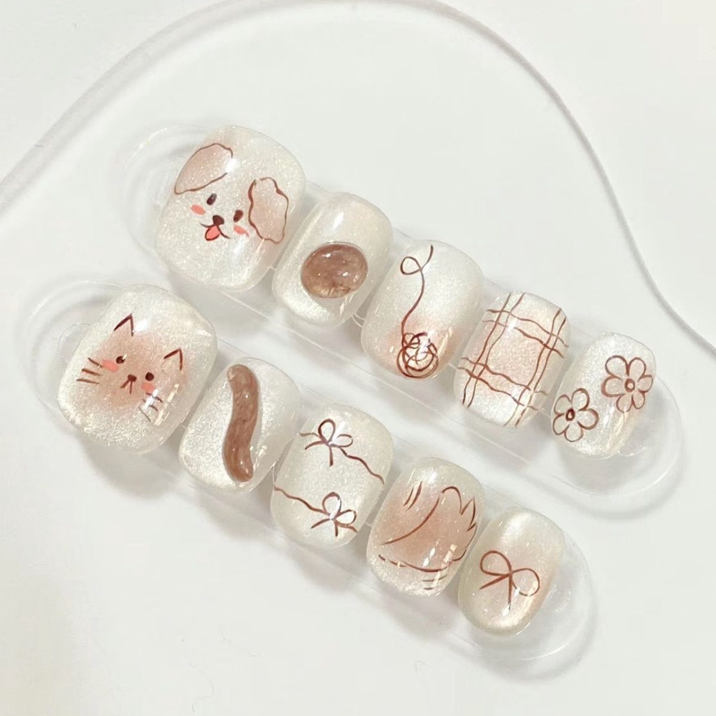 小众ims风可爱猫狗猫眼手工穿戴甲图片Small IMS Style Cute Cat Dog Cat Eye Handmade ...