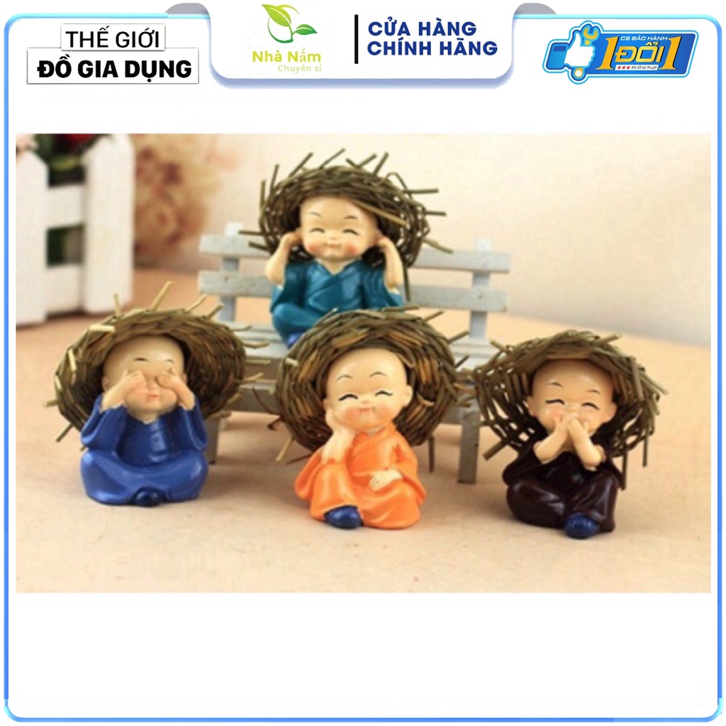 Set of 4 Very Cute Straw Hat Platoons - Set of 4 statues of monks Tu ...