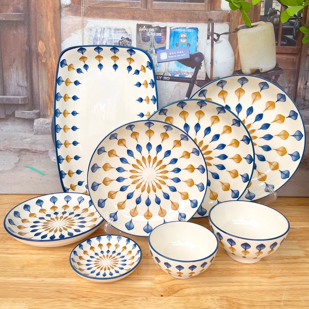 Decorative ceramic dinnerware set, rice bowl, dinnerware set with sharp ...