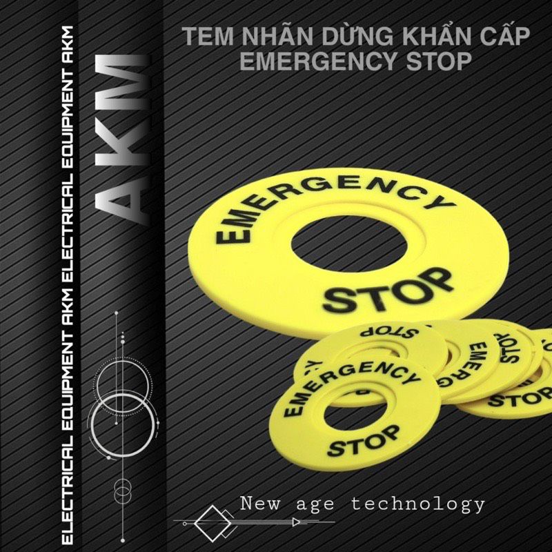Emergency Stop button label, E-Stop, EMG, Emergency Stop phi 22 ...