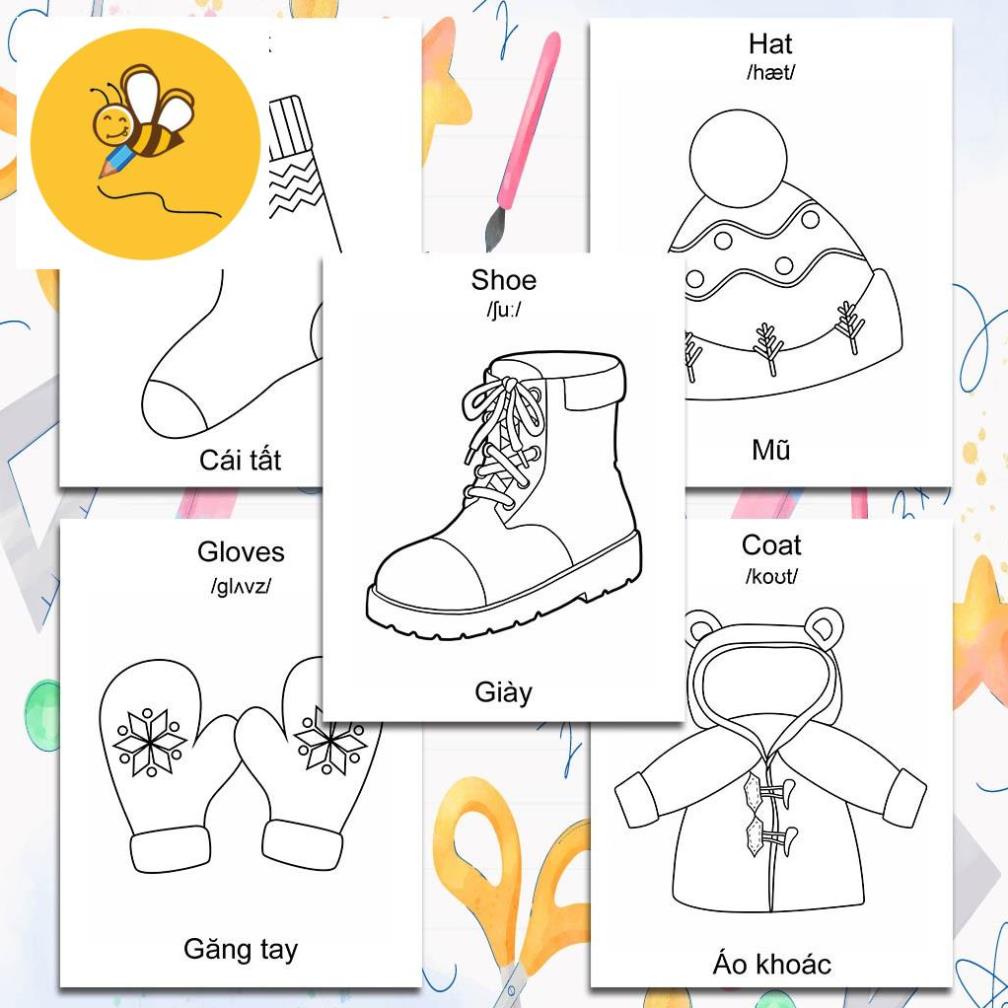 Bilingual Coloring Card Set with Object Theme for Children to Get ...