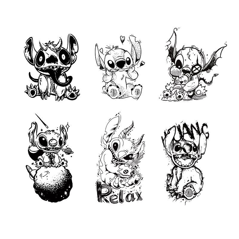 Cute Anime Tattoo Stickers Cartoon Anime Stitch Combination Pack Arm ...