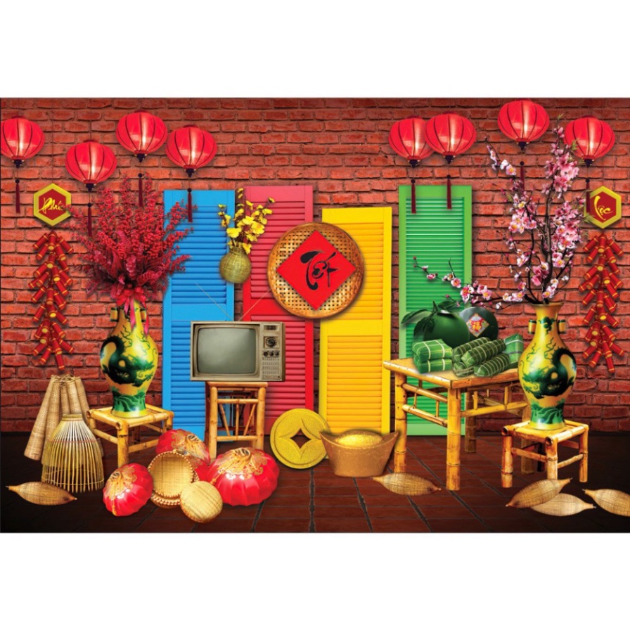 Deco backdrop CNY - Traditional Tet decorative canvas painting ...