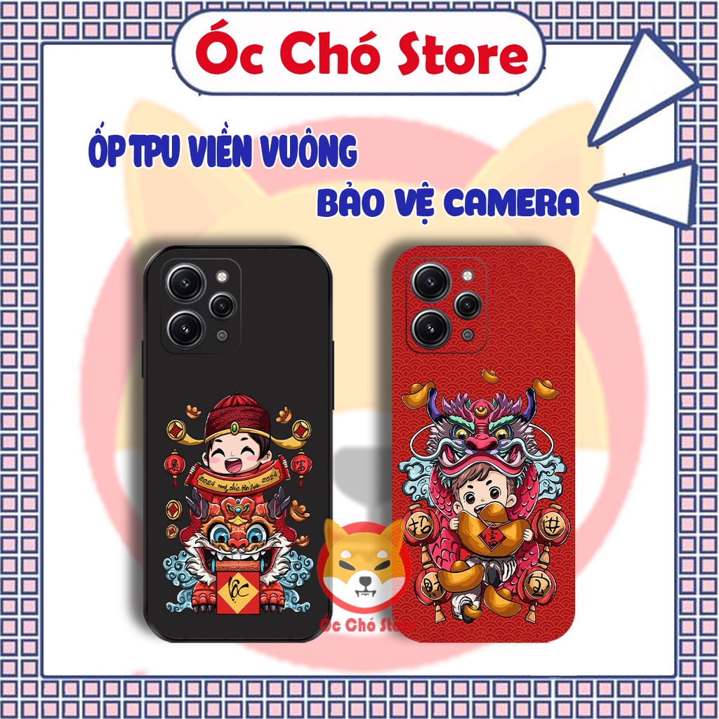 Case for Redmi 12, Redmi 12R with square border model CNY 2024 dragon ...