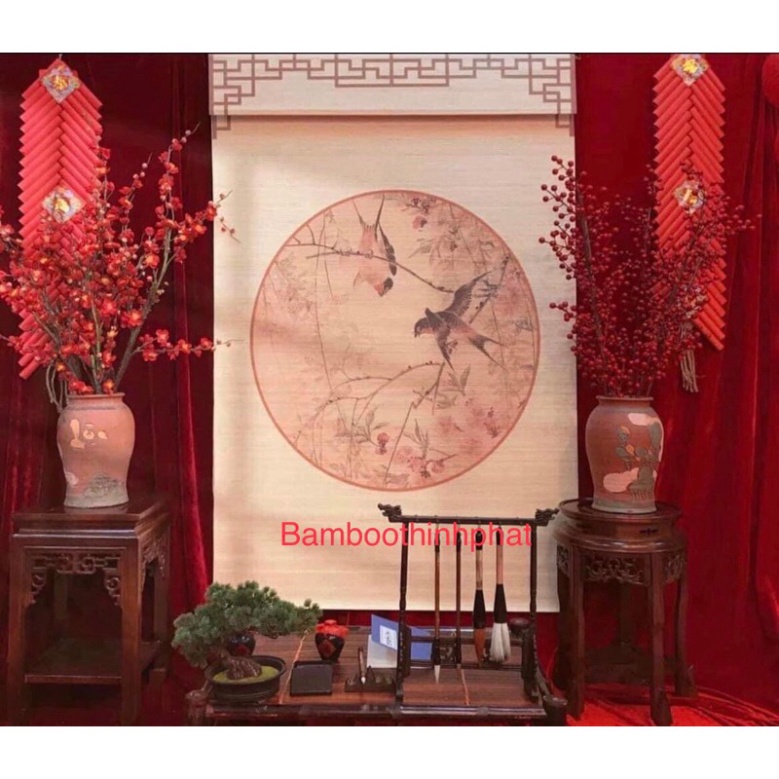 Bamboo Film Printed Decorative Pictures CNY Bamboo Blind Backdrops Take ...