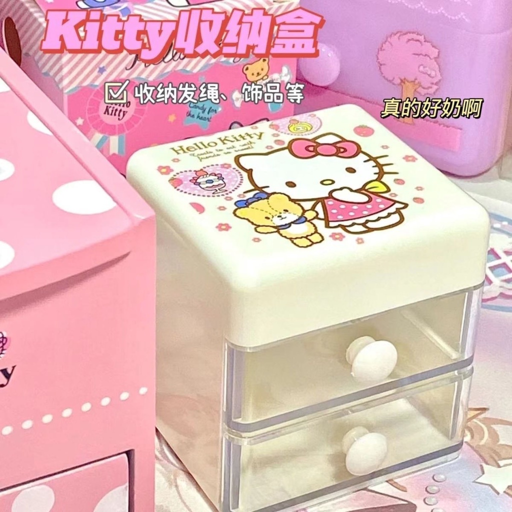 Cartoon Hello Kitty Mini Desktop Storage Box Cinnamoroll Small Drawer ...