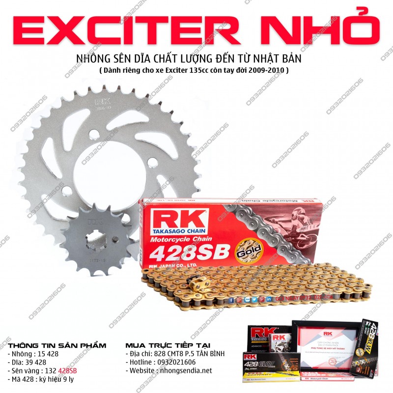 Rk Gold Disc Sprocket Exciter / Spark 135cc 9 Cup Imported Malaysia ...
