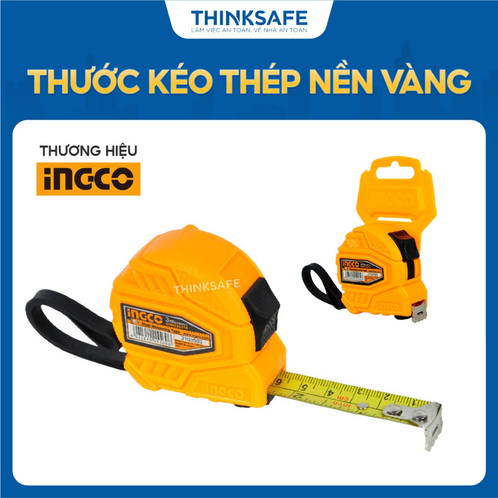 Ingco HSMT26316 3m, 5m yellow-based steel tape measure - Double push ...