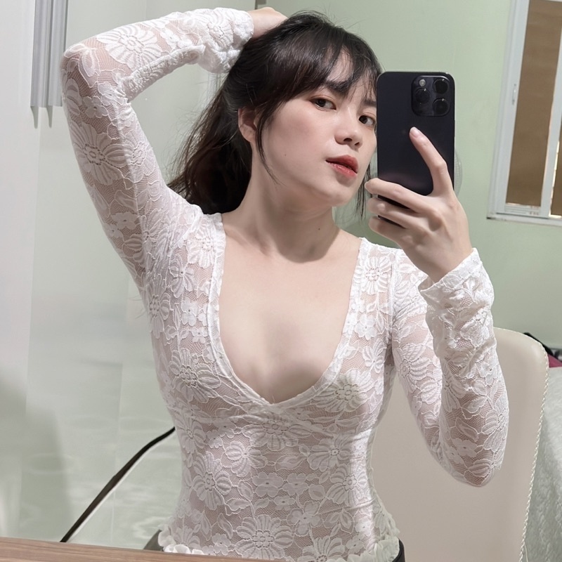 Long-sleeved Lace Dress, One Layer See-through, Sexy, Seductive, Sexy Bodycon Dress, Long ...