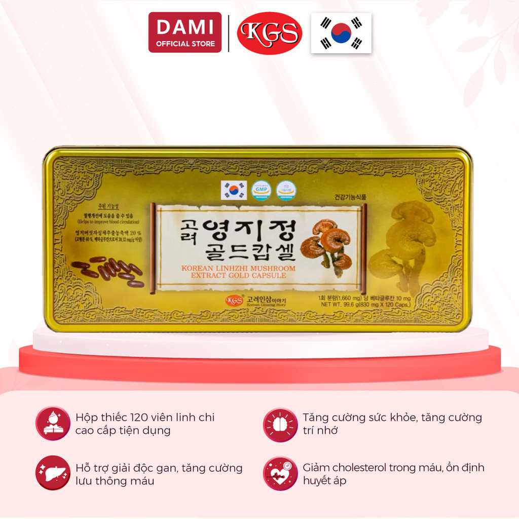 Kgs Premium Korean Ganoderma Tin Box of 120 Tablets (830mg x 120 ...