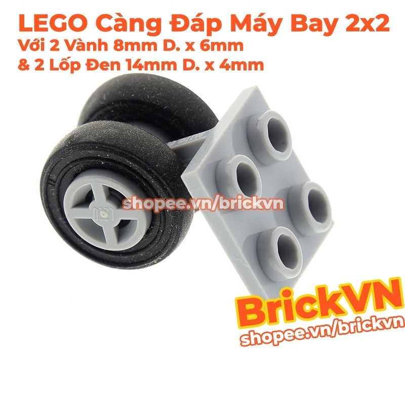 [1 Piece] LEGO 2x2 Airplane Landing Gear With 2 Rims 8mm D. x 6mm & 2 ...