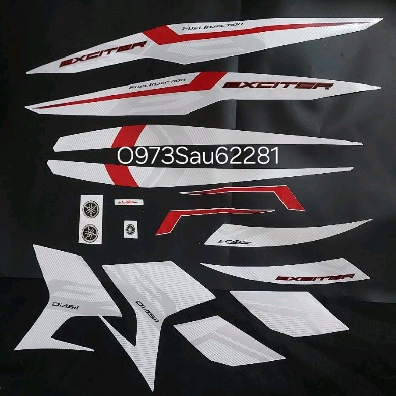 Exciter 150 car decal set with white and red stripes | Shopee Malaysia
