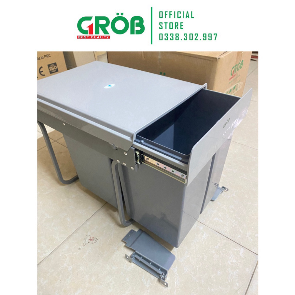 Smart double trash can mounted on doors with sliding rails for kitchen ...