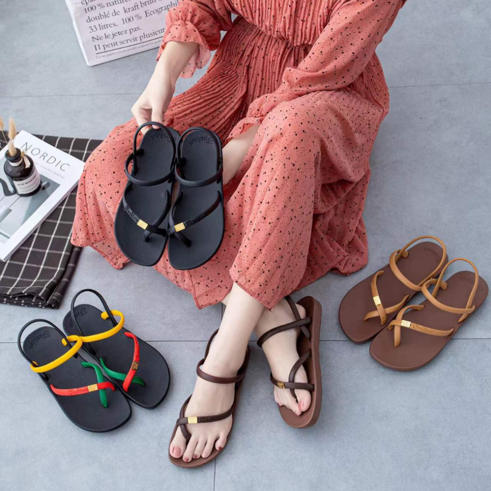 Plastic Sandals With Flat Soles And Soft Straps - | Shopee Malaysia