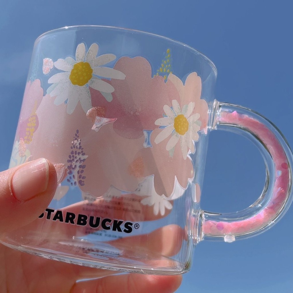 ★Ins Starbucks Cup Small Daisy Limited Edition Heat-Resistant Glass Cup ...