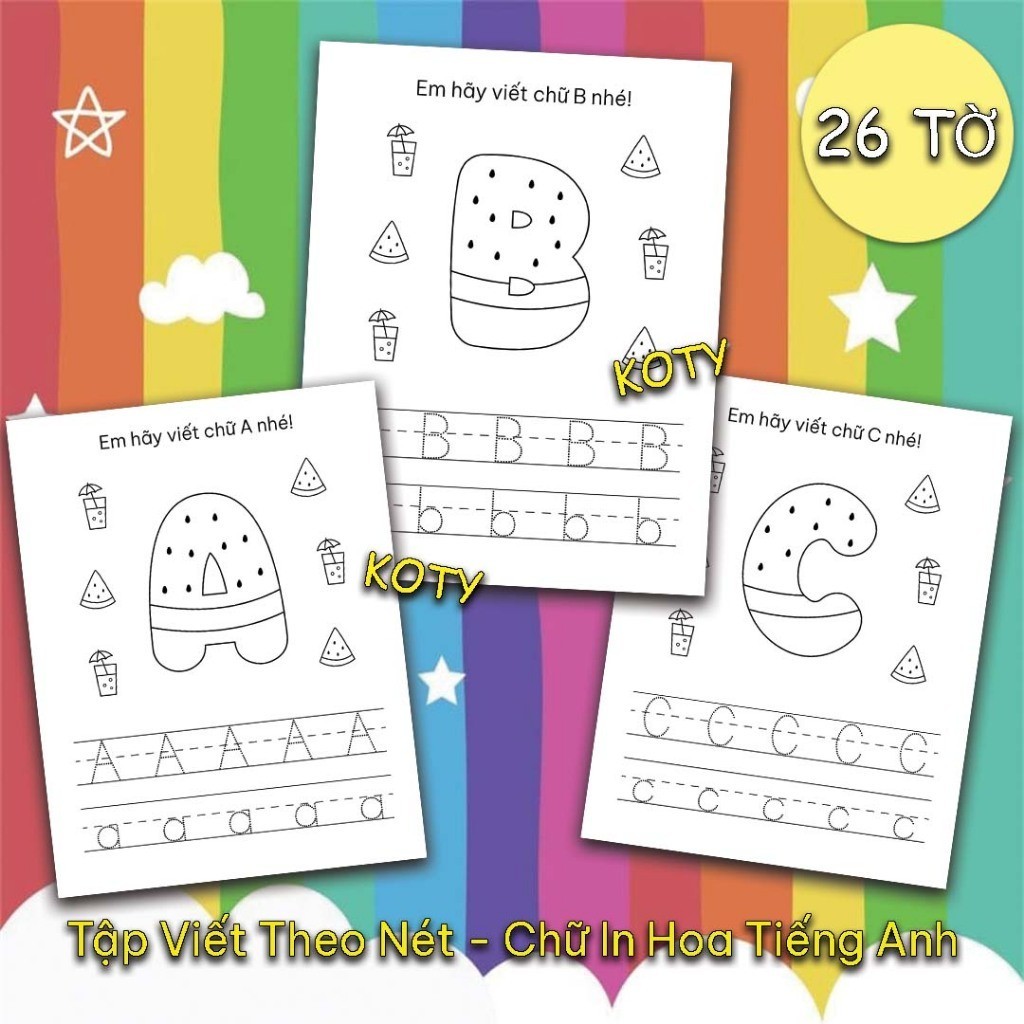 Set of 26 Sheets of Paper for Writing Capital Letters In English ...
