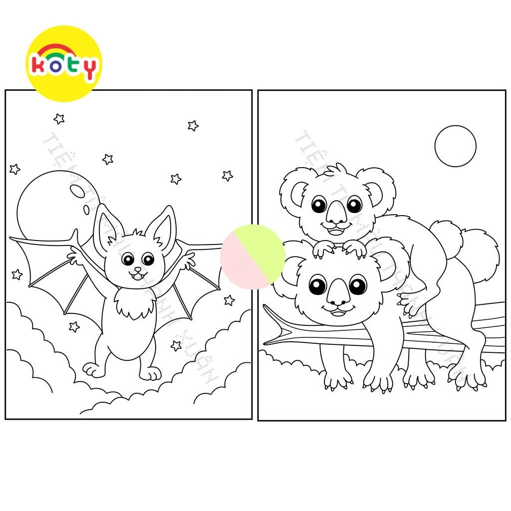 Set Of 50 Cute Animal Coloring Pictures For Baby Wax Coloring, Lead ...
