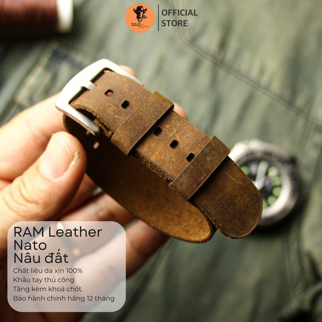 Super Durable Watch Strap Nato Suede Brown Cow Leather (Real handmade ...