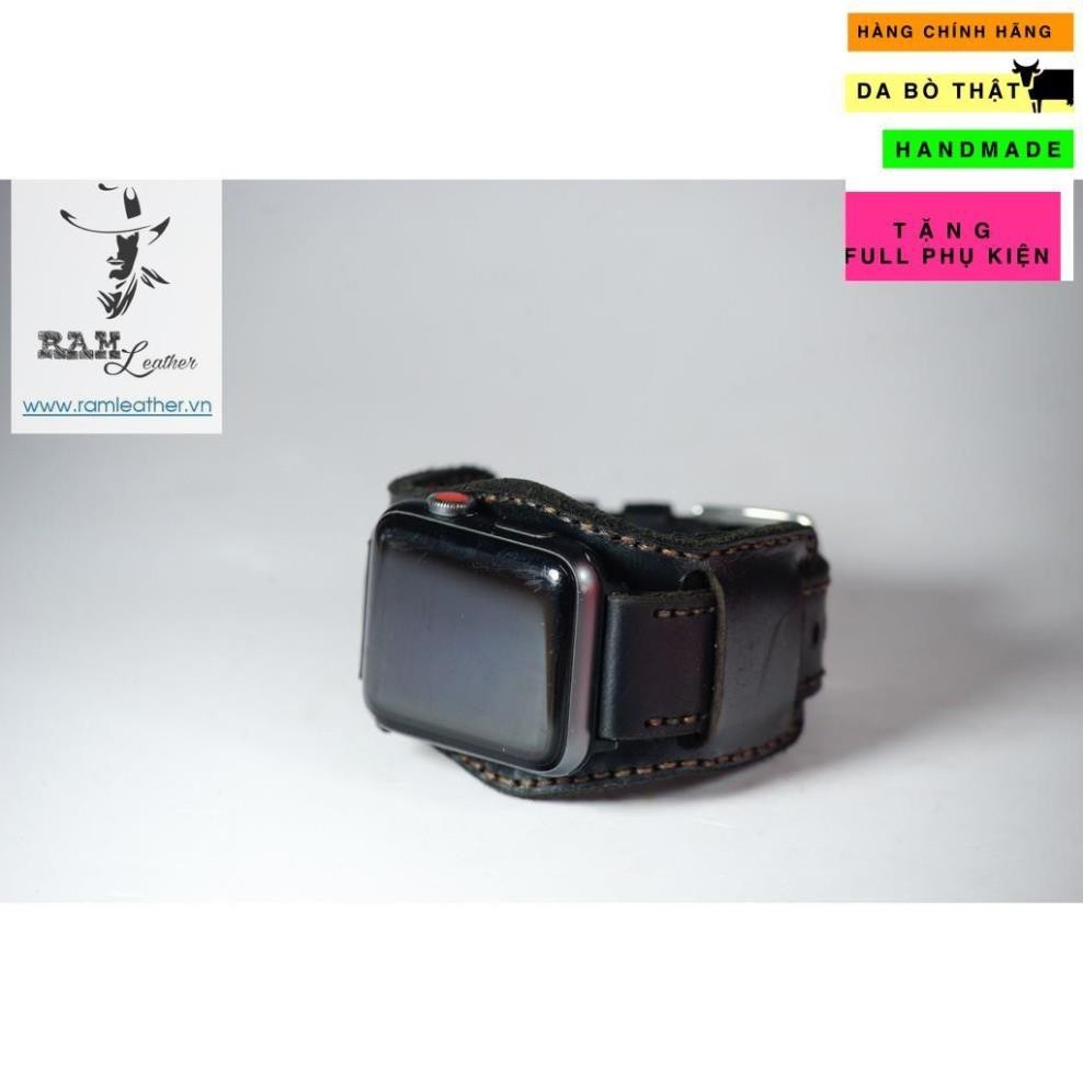 Handmade COW LEATHER WATCH STRAP - RAM BLACK + B2 (FREE LOCK, LATCH ...